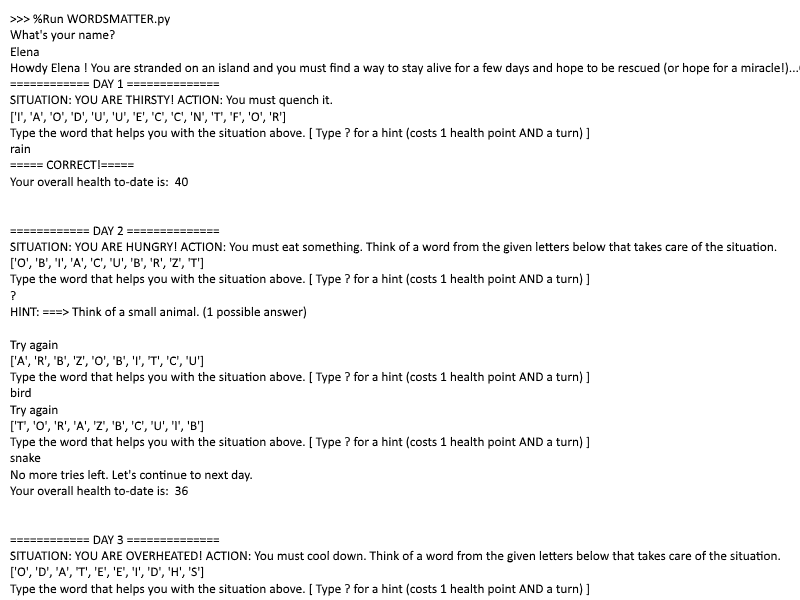 Word Game Words Matter” Python Musings By Flyingsalmon