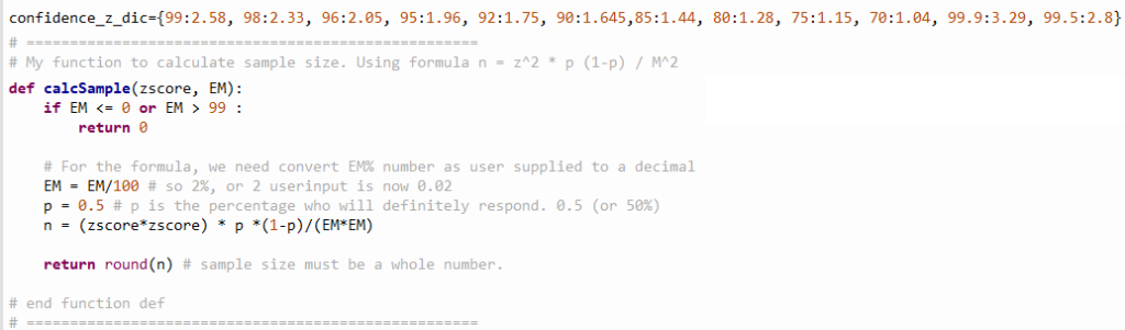 Sample Size in Python – Musings by FlyingSalmon