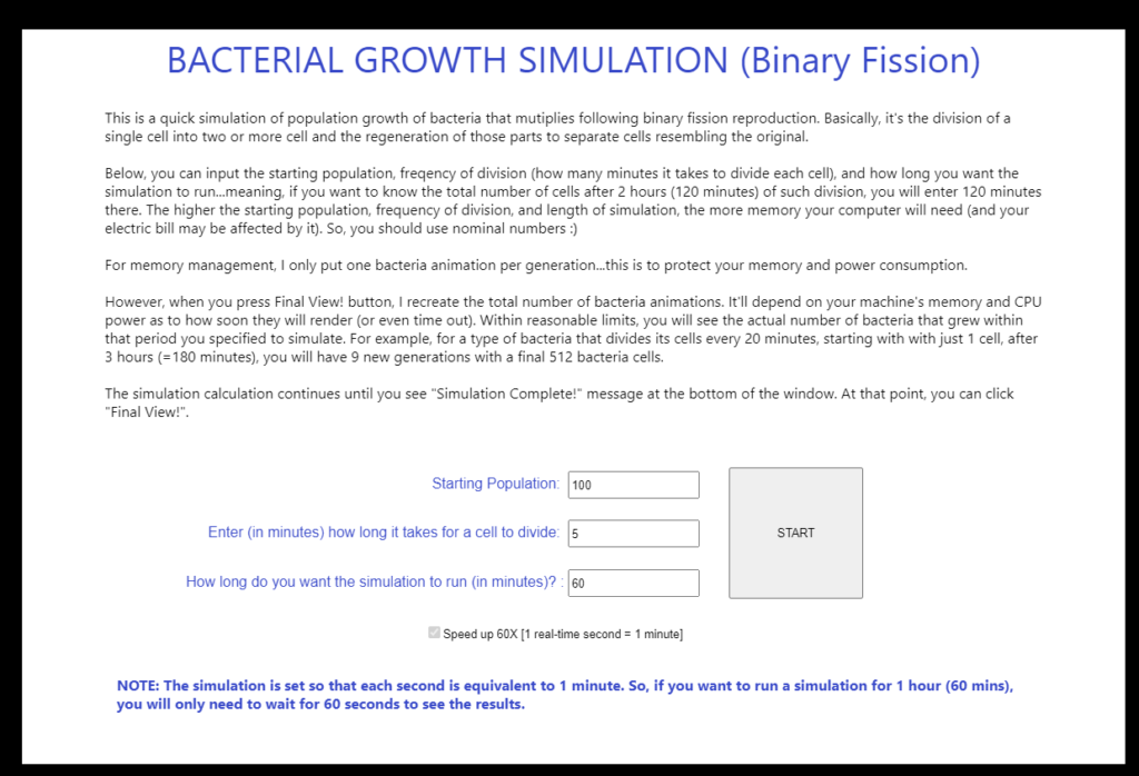 BACTERIAL GROWTH SIMULATION (Binary Fission) – Musings by FlyingSalmon