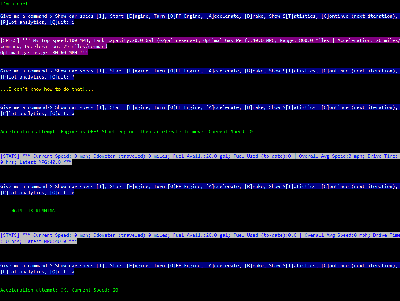 Car simulation and analytics. OOP in Python – Musings by FlyingSalmon
